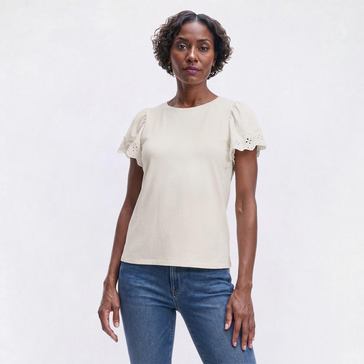 Click here for Womens Absolutely Famous Short Flutter Sleeve Eyel... prices